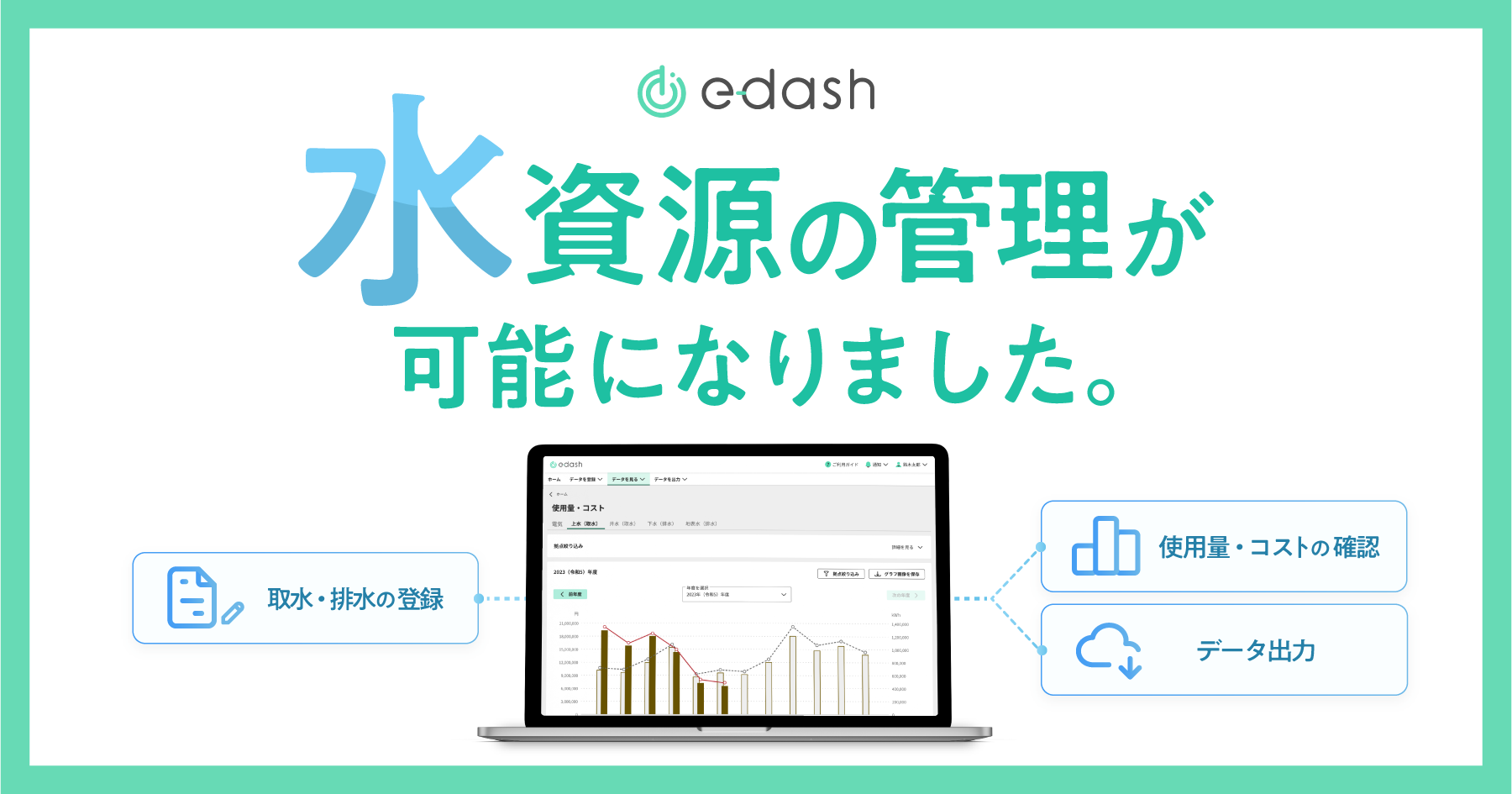 「e-dash」が水資源管理機能の提供を開始しました - e-dash｜CO2排出量の可視化・削減を総合的にサポート